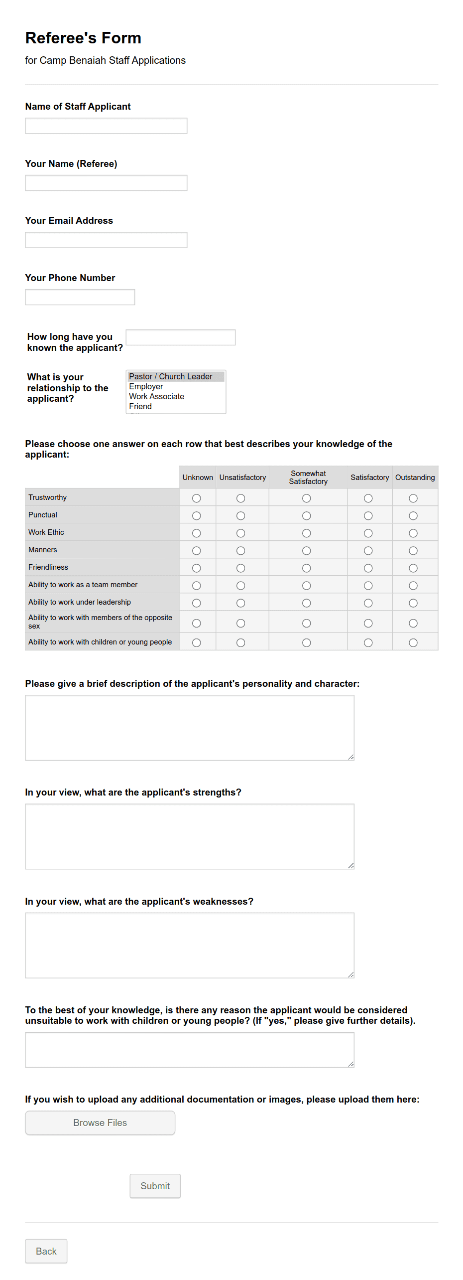 Staff Reference Form Template | Jotform