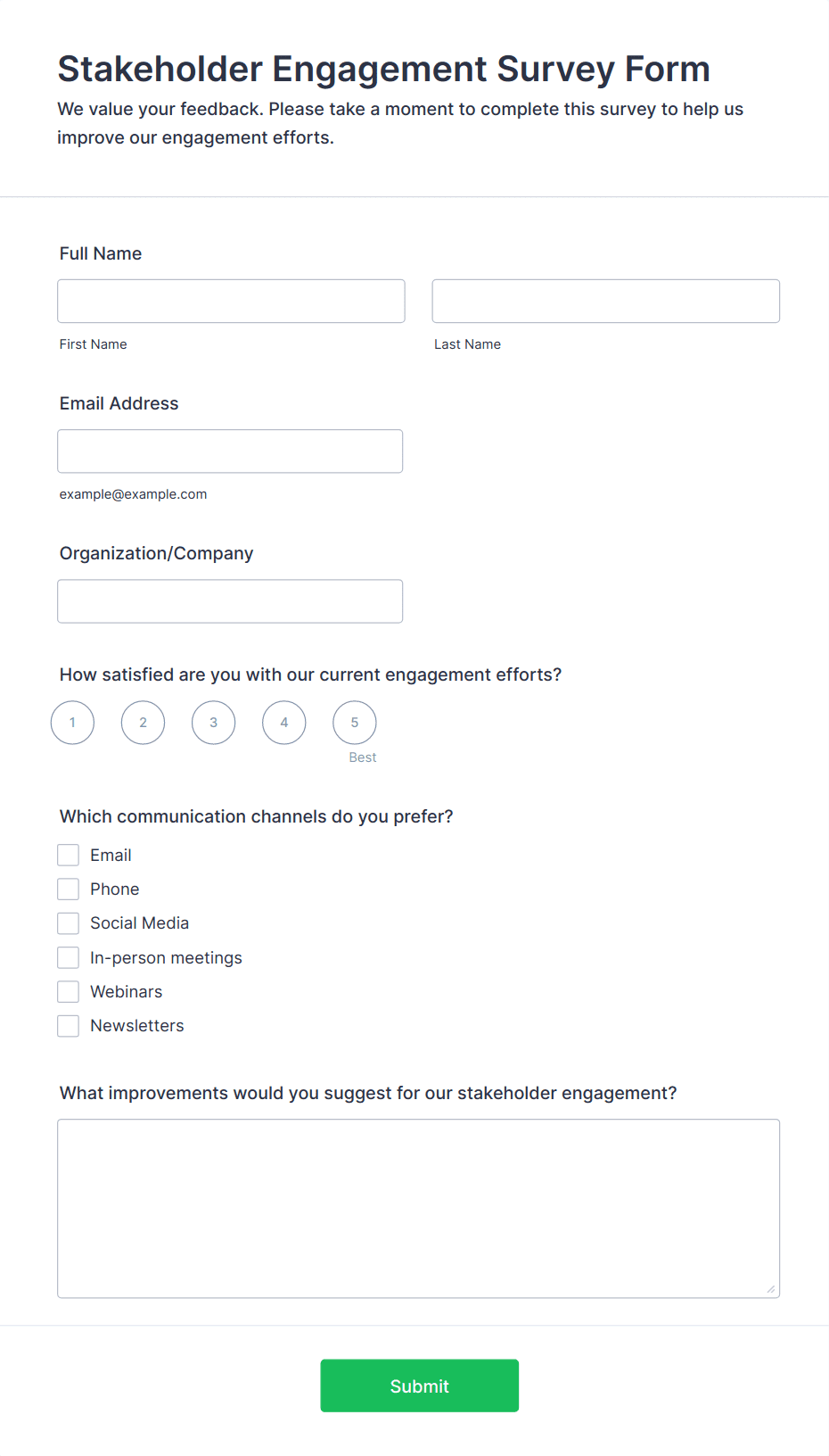 Stakeholder Engagement Survey Form Template | Jotform