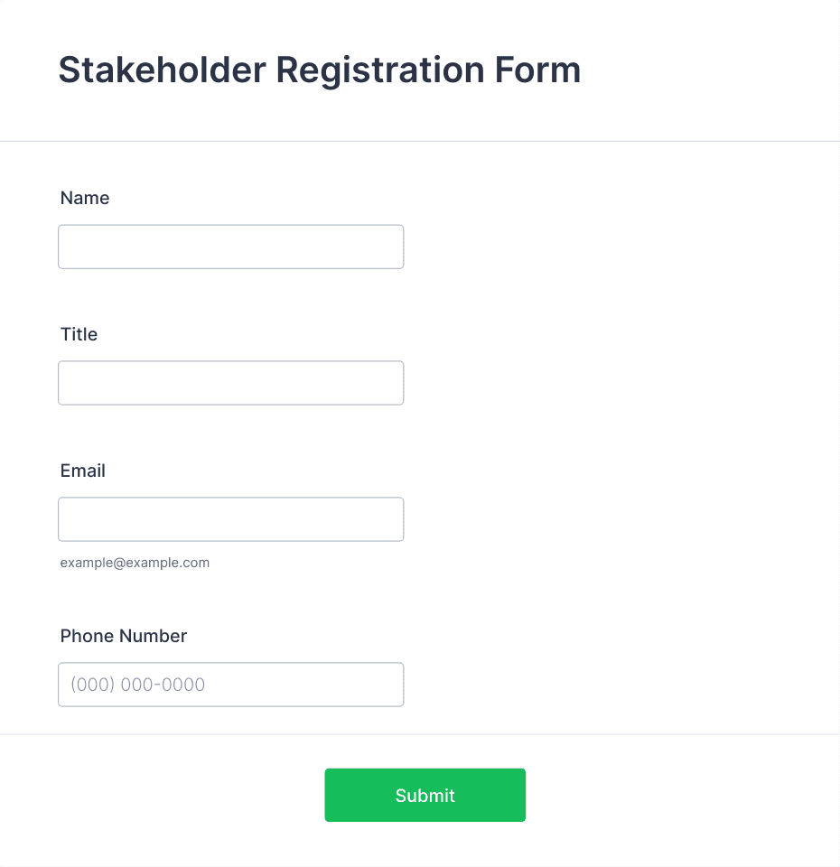 Stakeholder Registration Form Template | Jotform