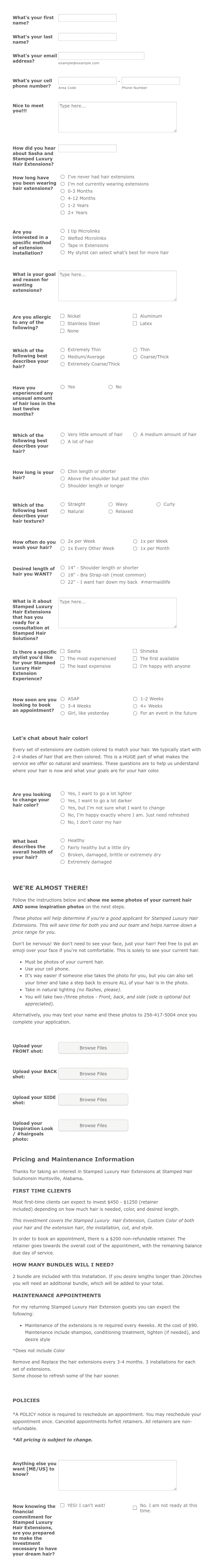 Stamped Extension Pre-Consultation Form Template | Jotform