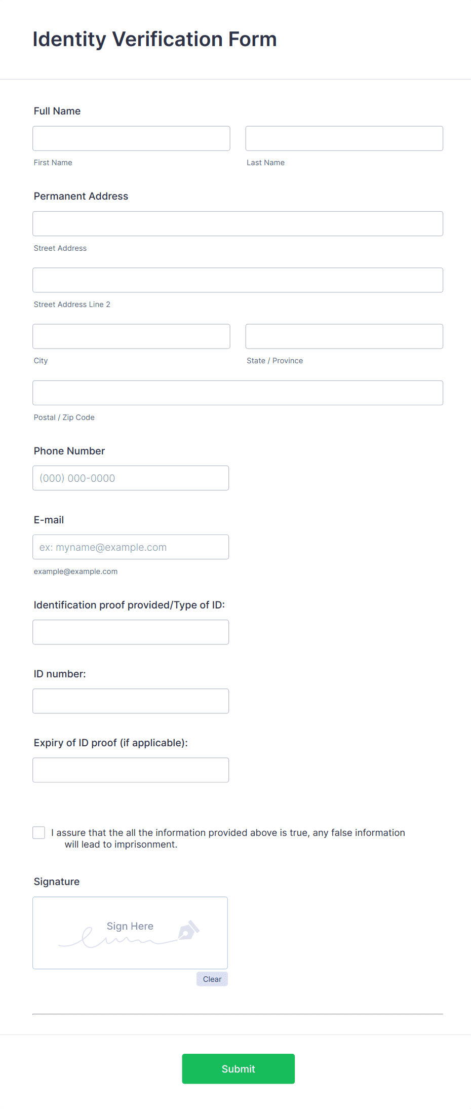 StayOvr Identity Verification Form Template | Jotform