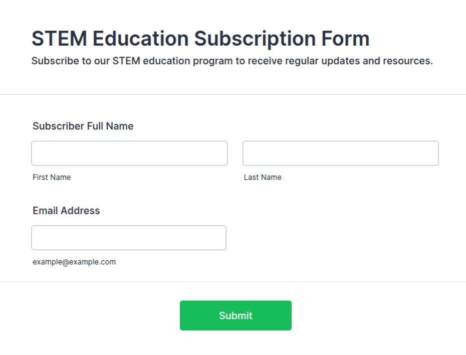 STEM Education Subscription Form Template | Jotform