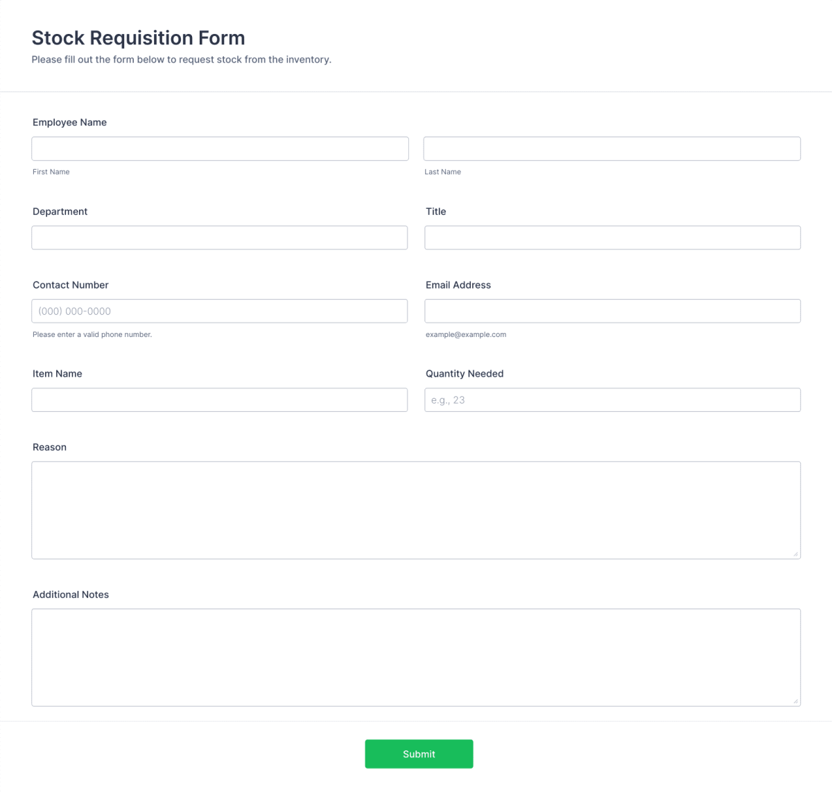 Stock Requisition Form Template | Jotform