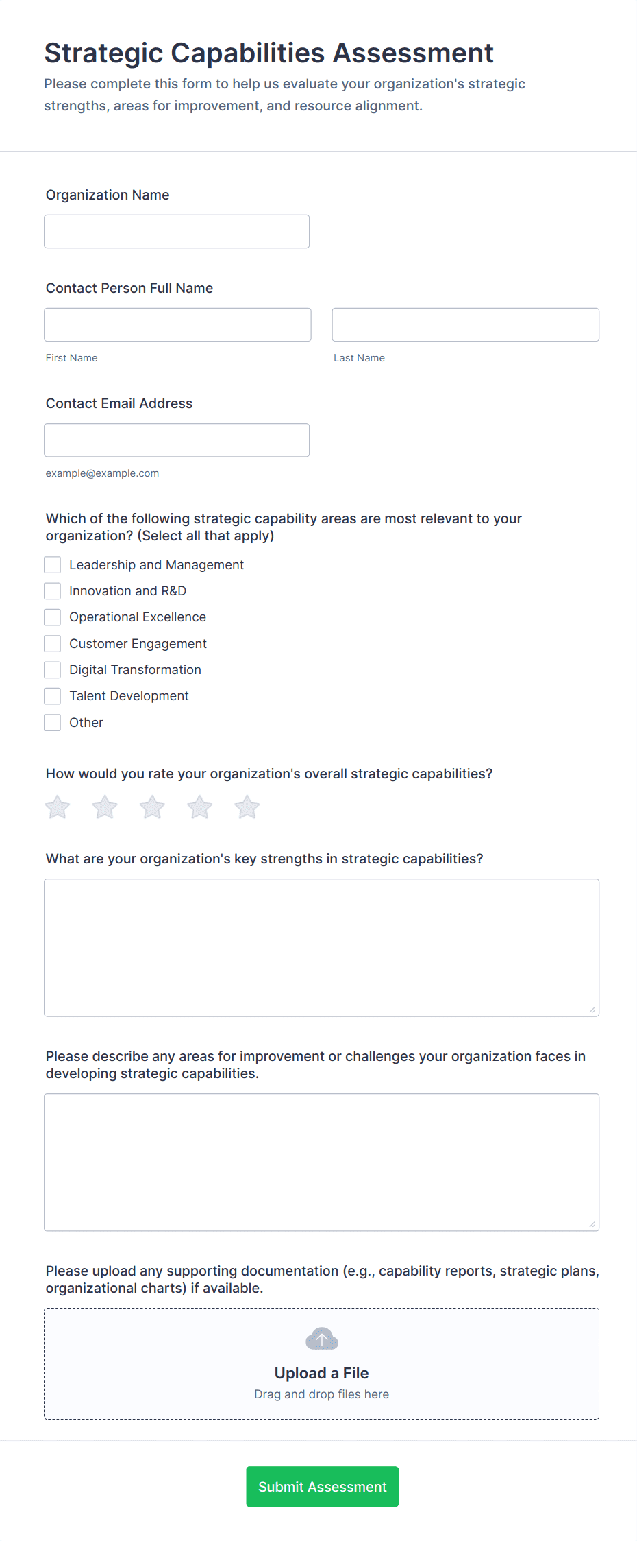 Strategic Capabilities Assessment Form Template | Jotform