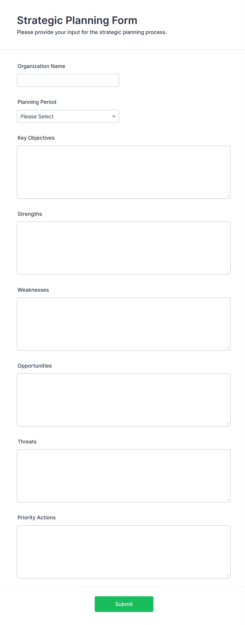 Strategic Planning Form Template | Jotform