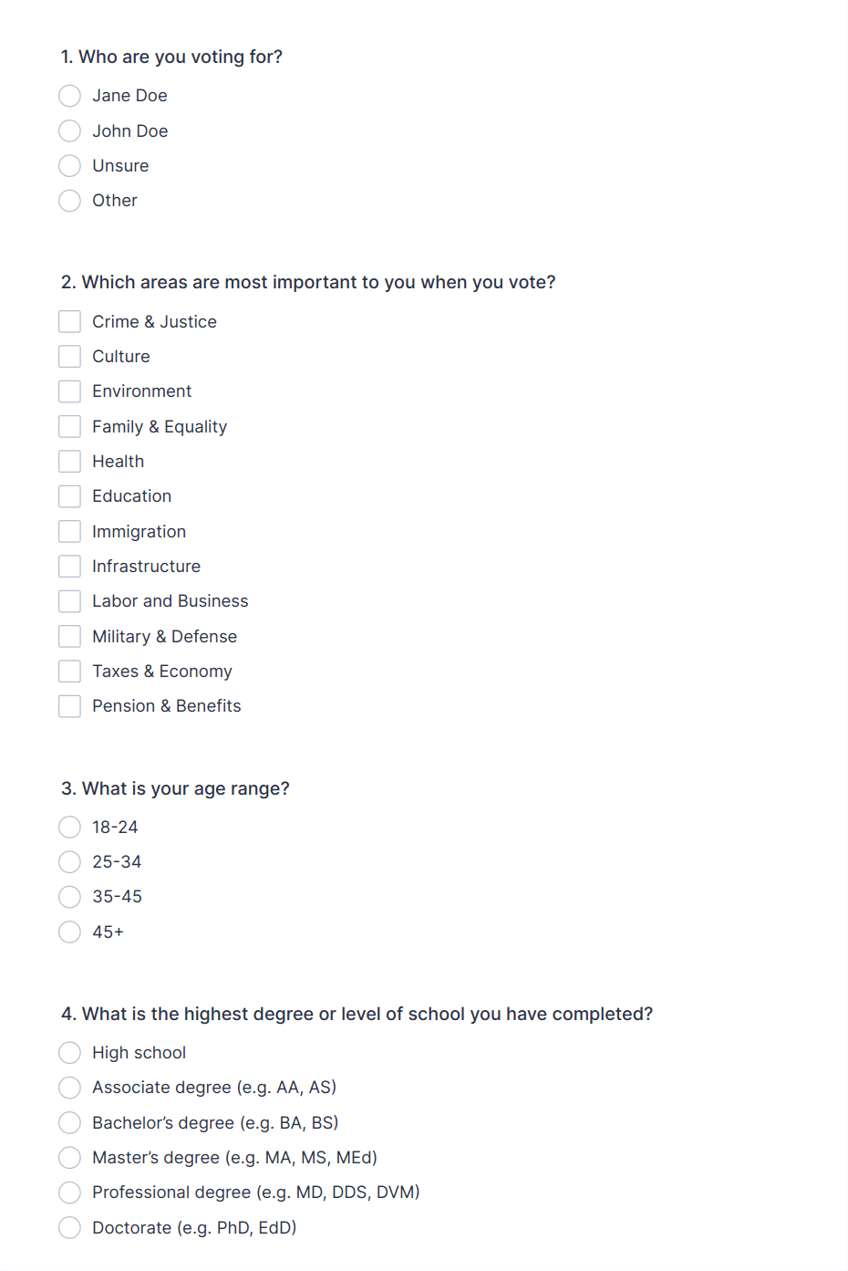 Straw Poll Form Template | Jotform