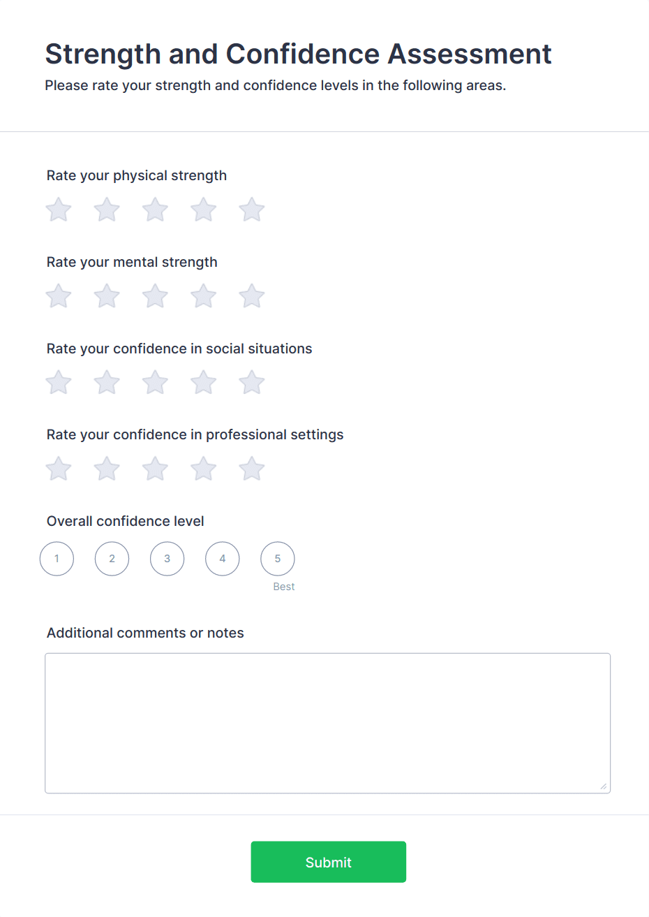 Strength and Confidence Assessment Form Template | Jotform