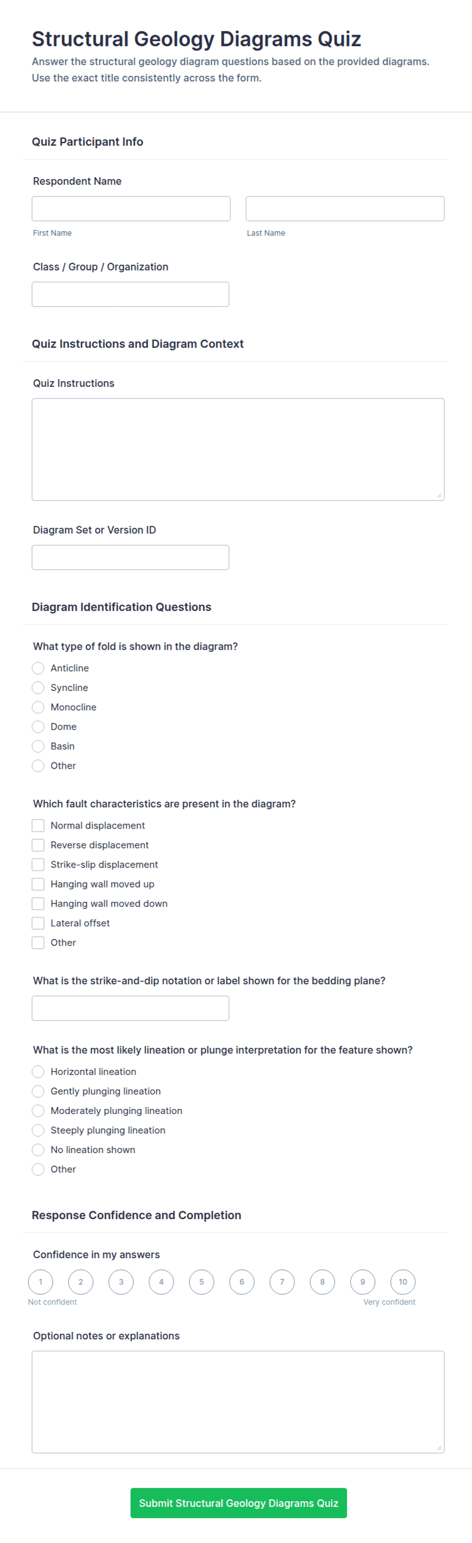 Structural Geology Diagrams Quiz Form Template | Jotform