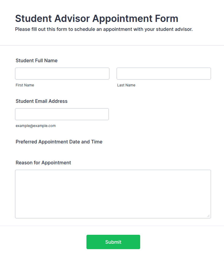 Student Advisor Appointment Form Template | Jotform