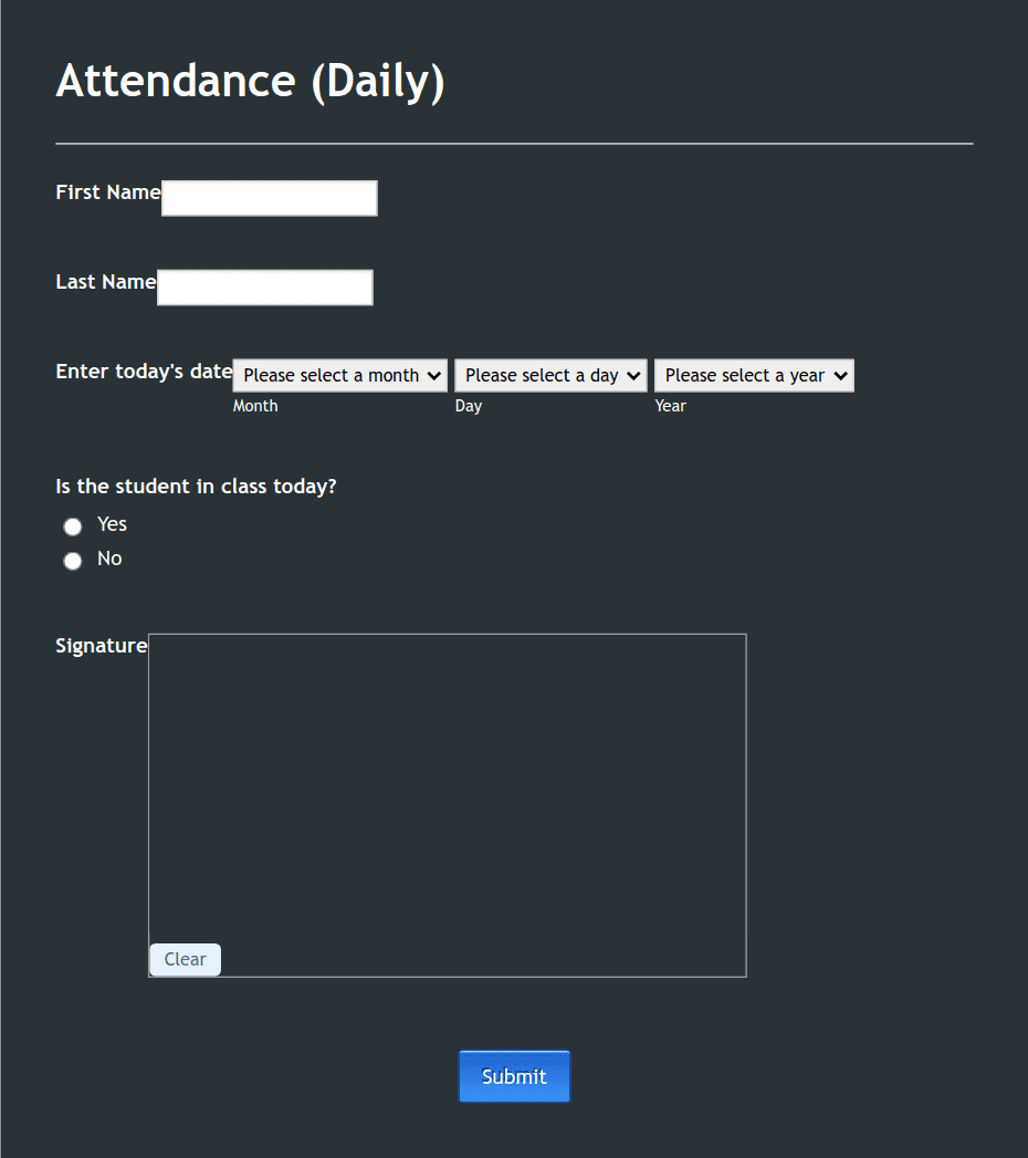 Student Attendance Tracking Form Template | Jotform