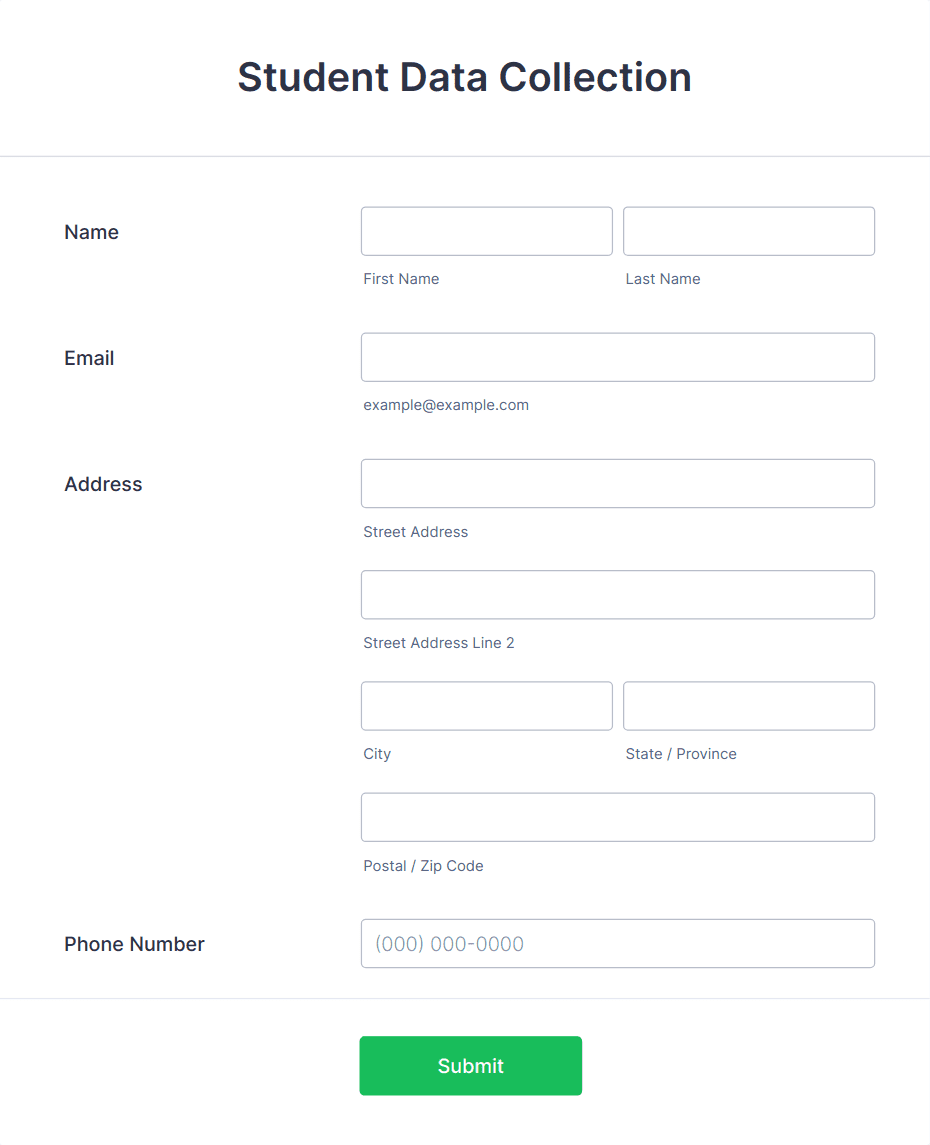 Student Data Collection Form Template | Jotform