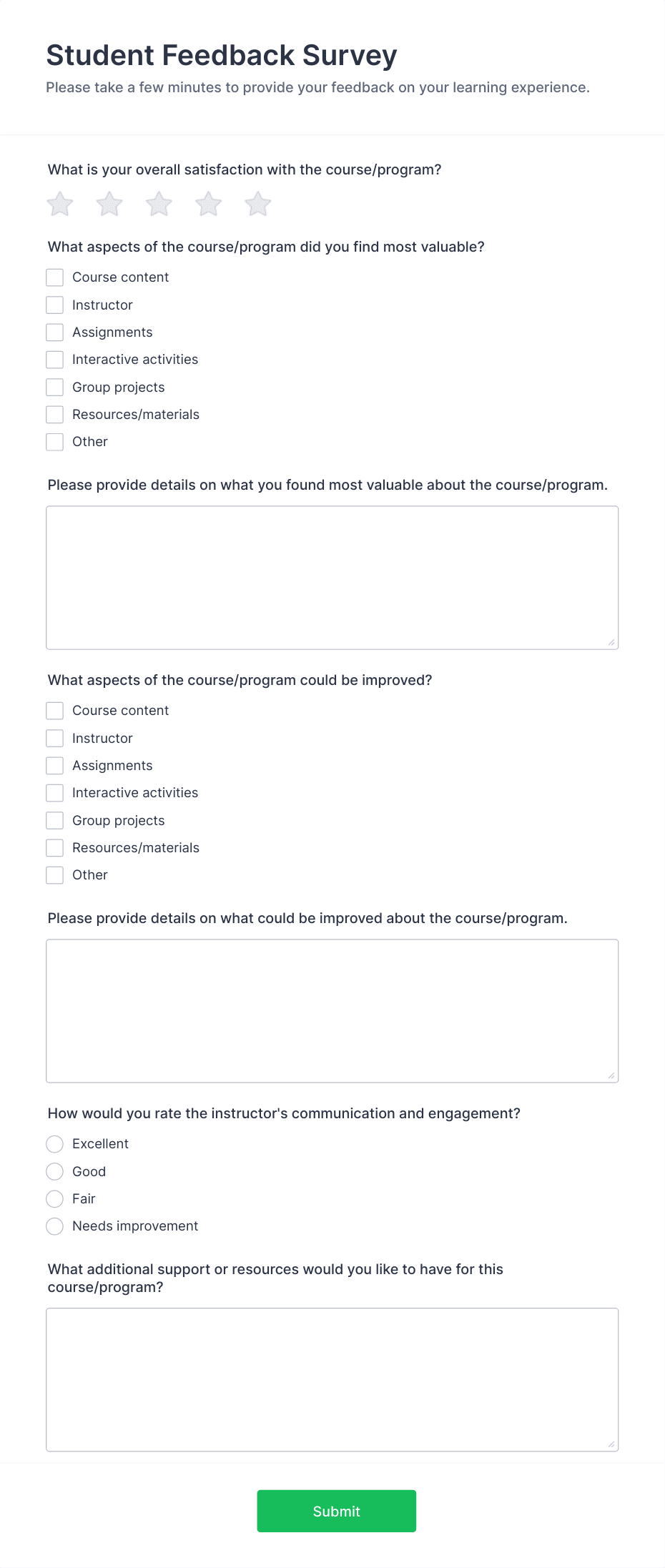 Student Feedback Survey Form Template | Jotform