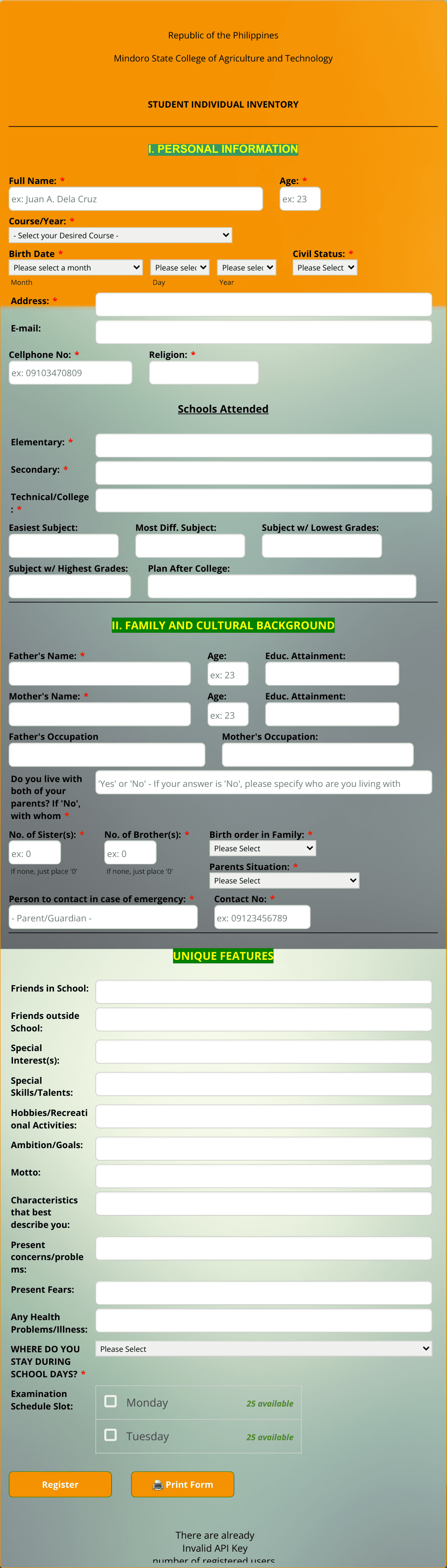 Student Individual Inventory Form Template | Jotform