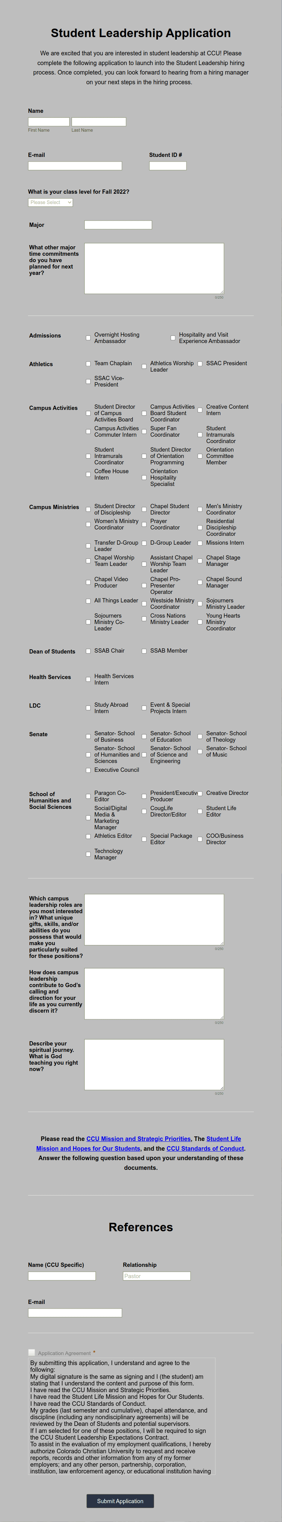 Student Leadership Application 2022-2023 Form Template | Jotform