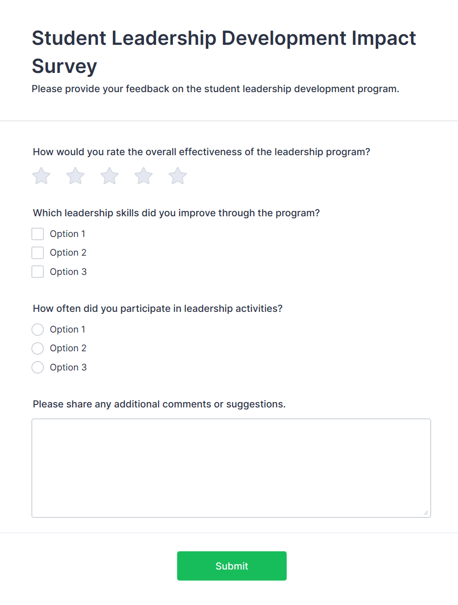 Student Leadership Development Impact Survey Form Template | Jotform