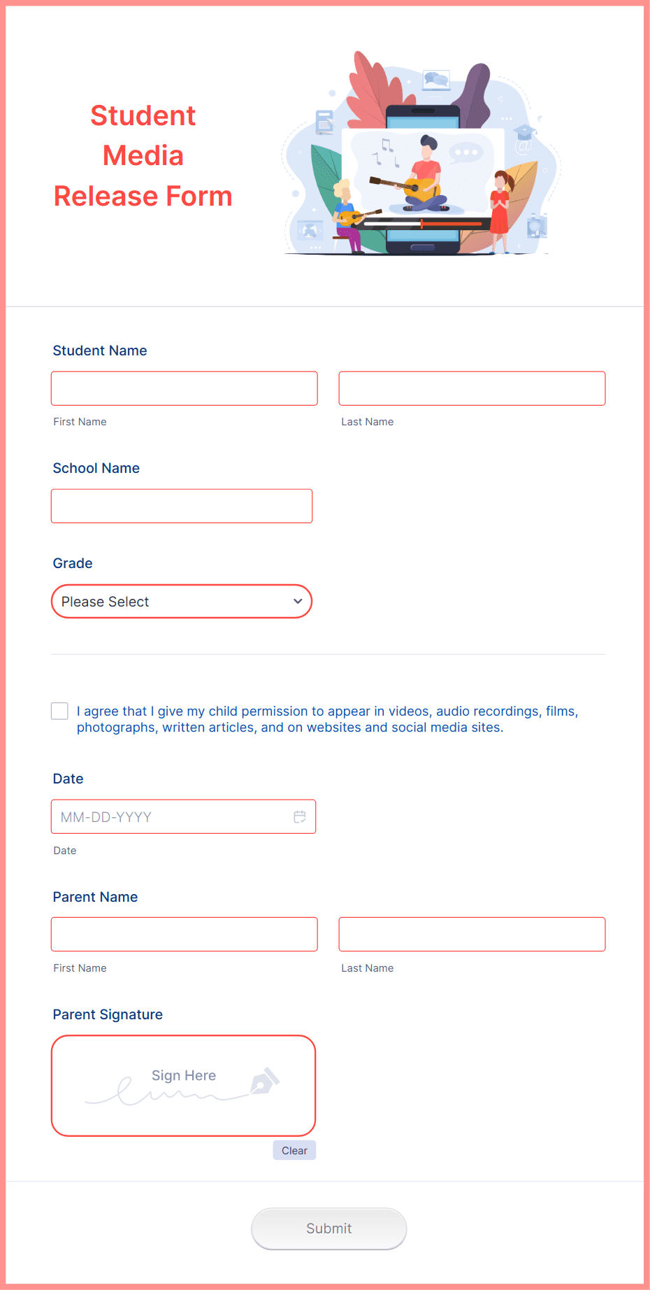 Student Media Release Form Template | Jotform