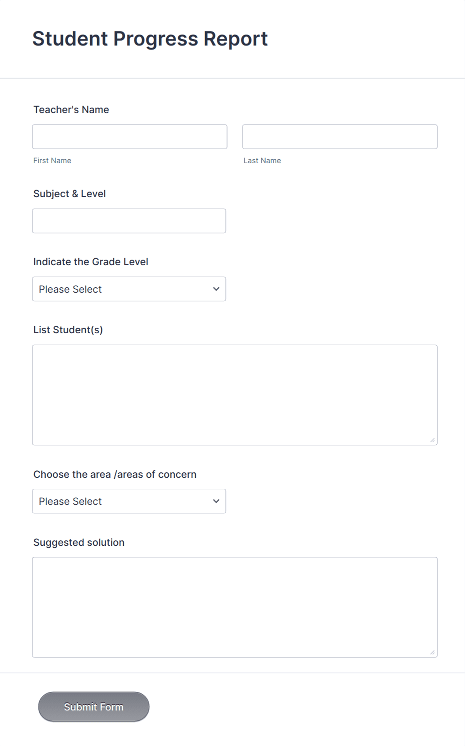 Student Progress Report Template Form Template | Jotform