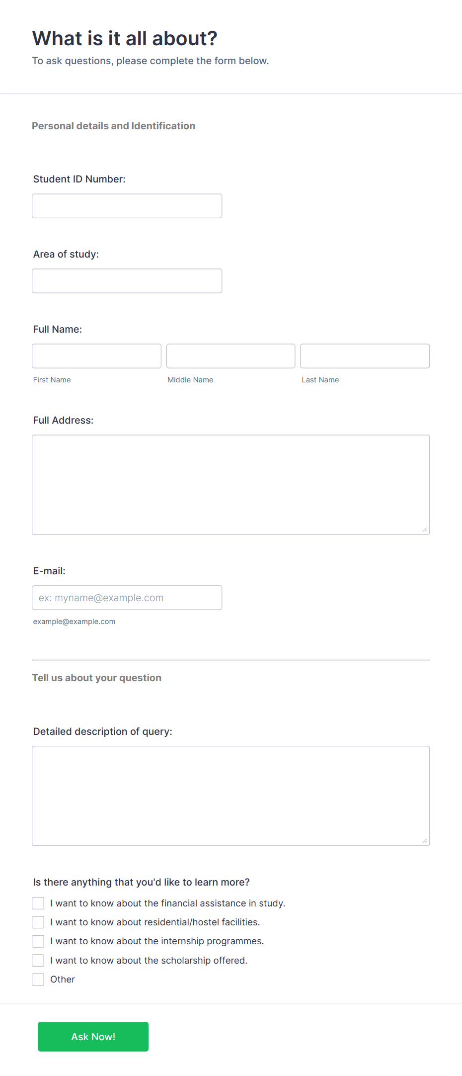 Student Query Form Template | Jotform