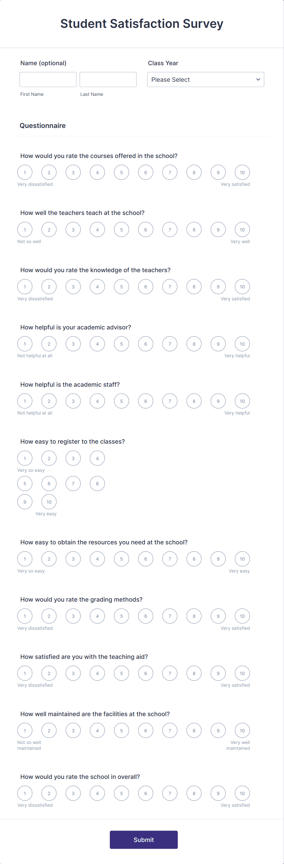 Student Satisfaction Survey Form Template | Jotform