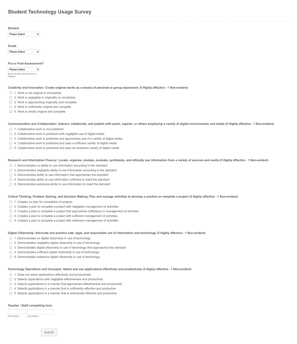 Student Technology Usage Survey Form Template | Jotform