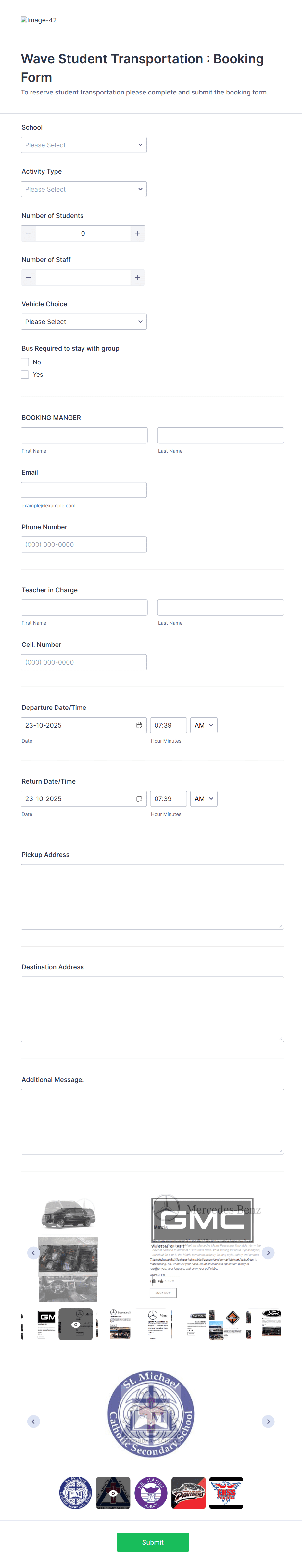 Student Transportation Booking Form Template | Jotform