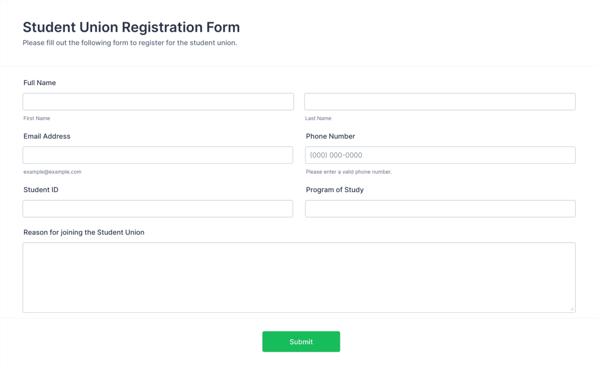 Student Union Registration Form Template | Jotform