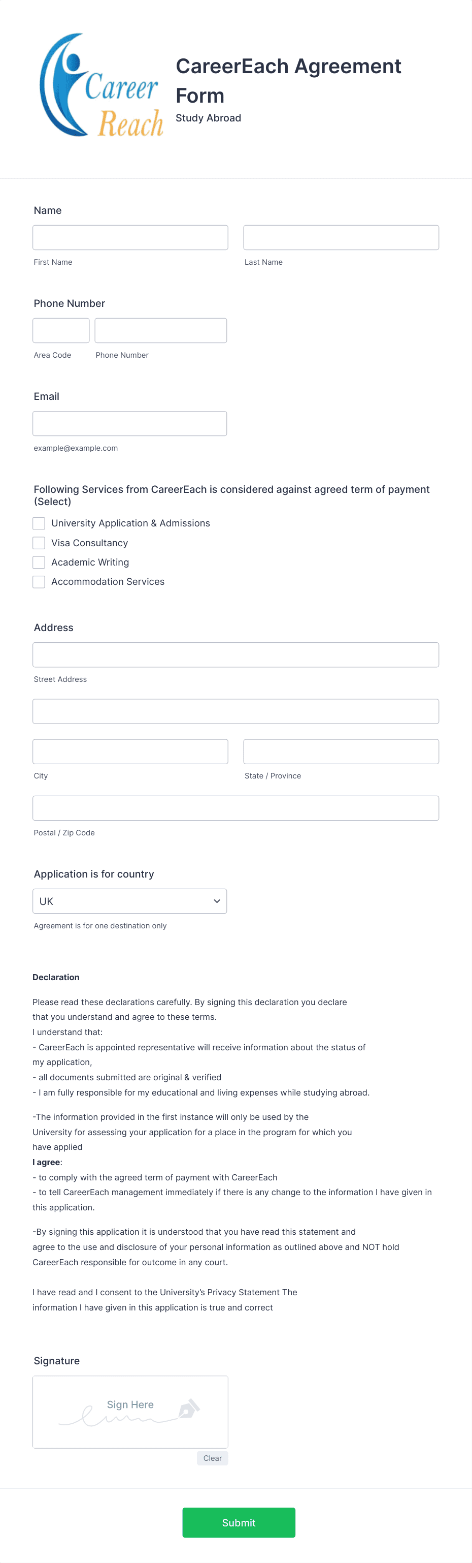 Study Abroad Form Template | Jotform