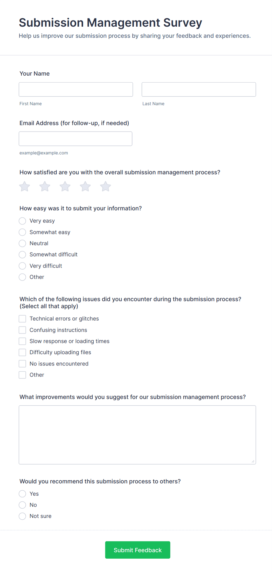 Submission Management Survey Form Template | Jotform