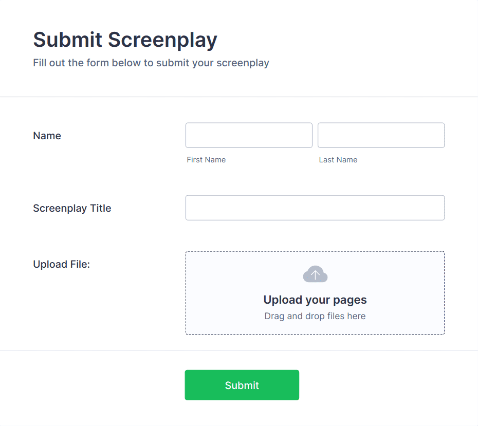 Submit Screenplay Form Template | Jotform