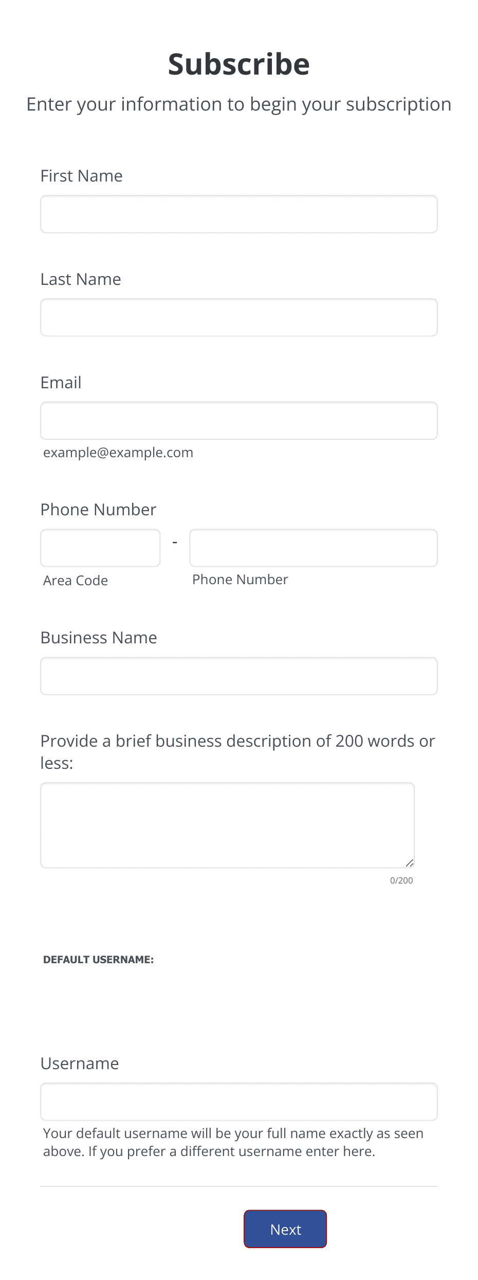 Subscriber Payment Formularvorlage | Jotform