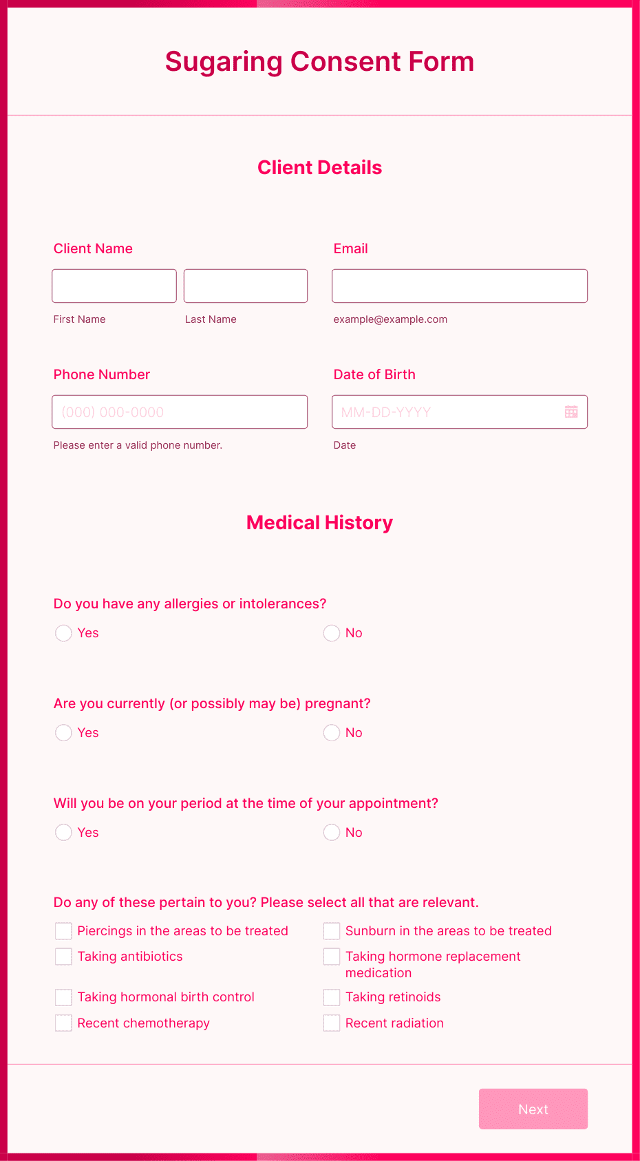 Sugaring Consent Form Template | Jotform
