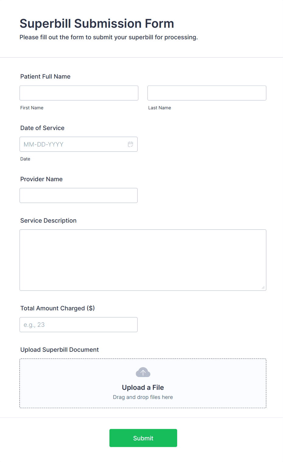 Superbill Submission Form Template | Jotform