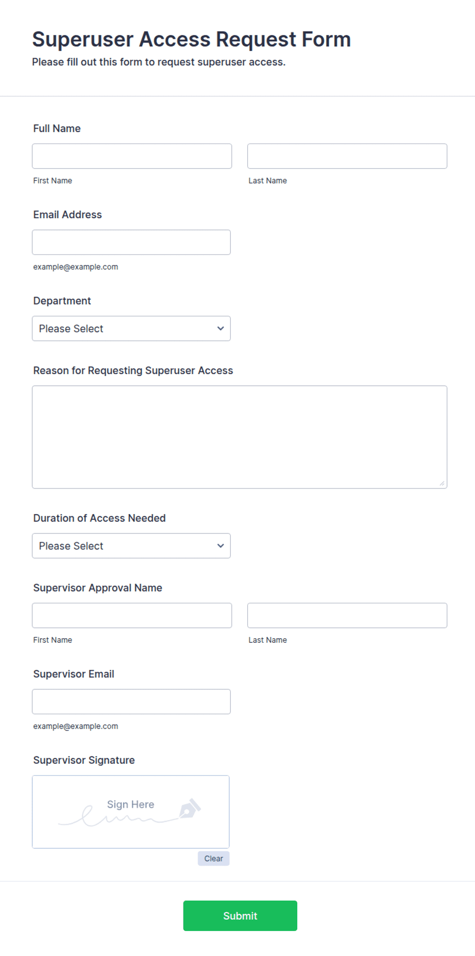 Superuser Access Request Form Template | Jotform