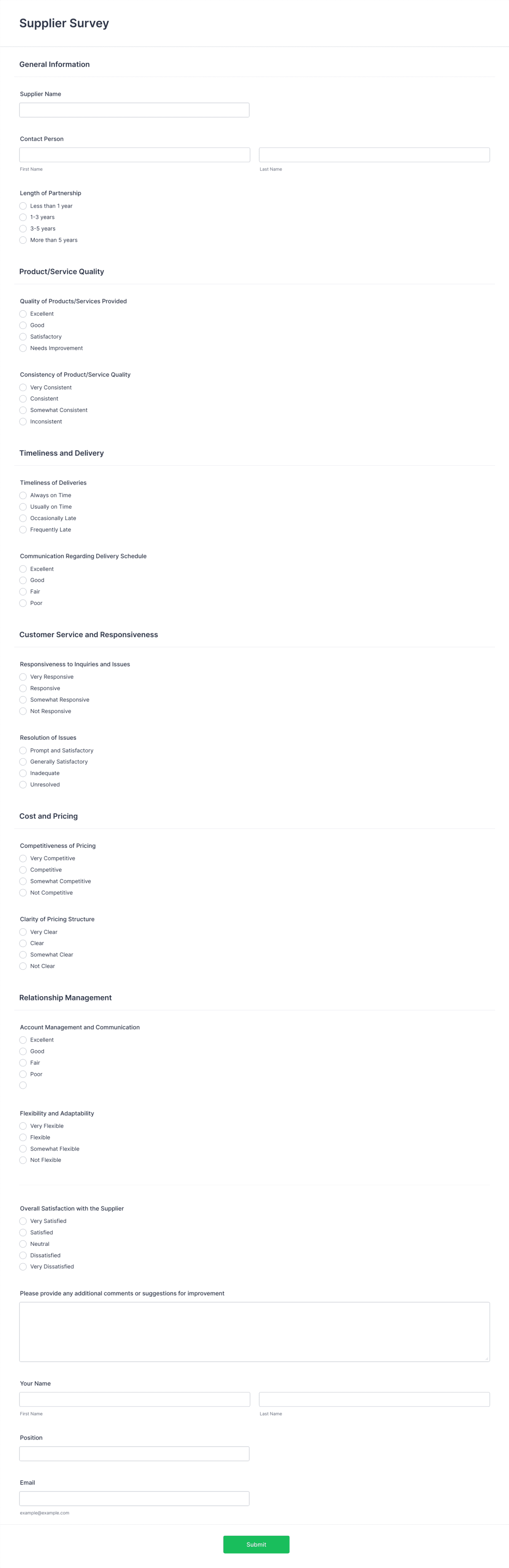 Supplier Survey Form Template | Jotform