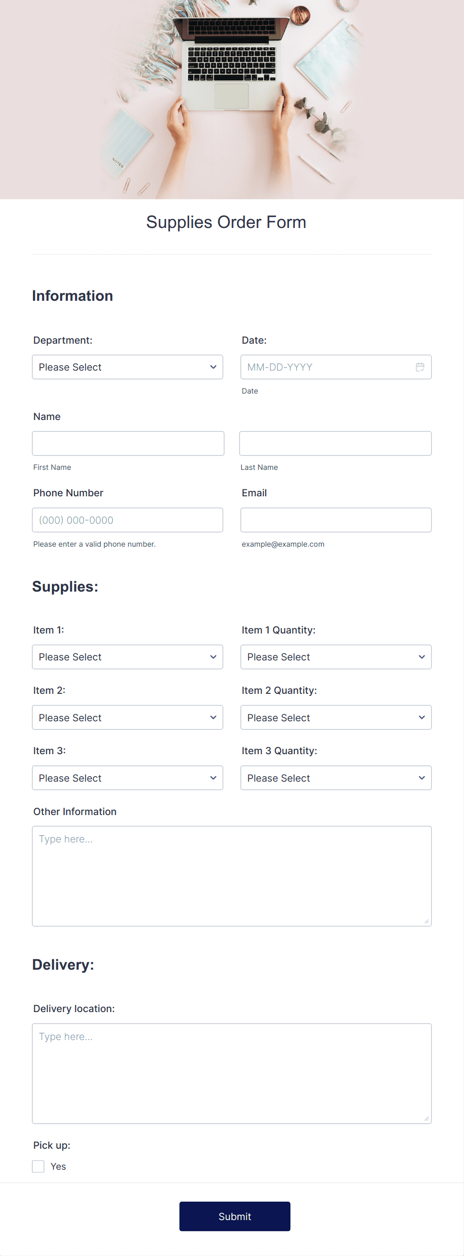 Supplies Order Form Template | Jotform