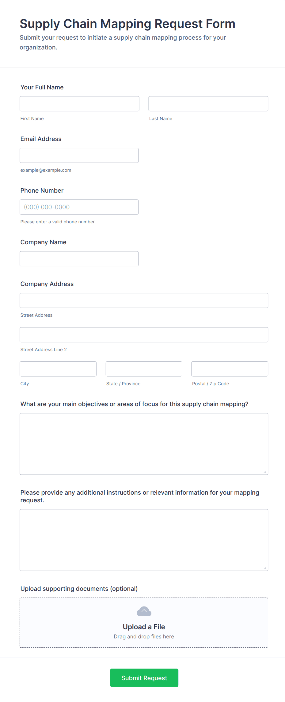 Supply Chain Mapping Request Form Template | Jotform