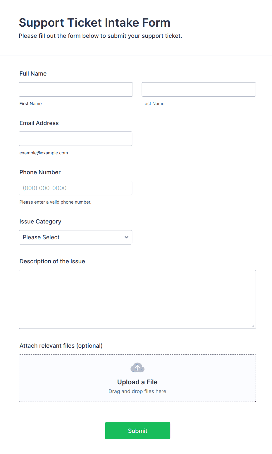 Support Ticket Intake Form Template | Jotform
