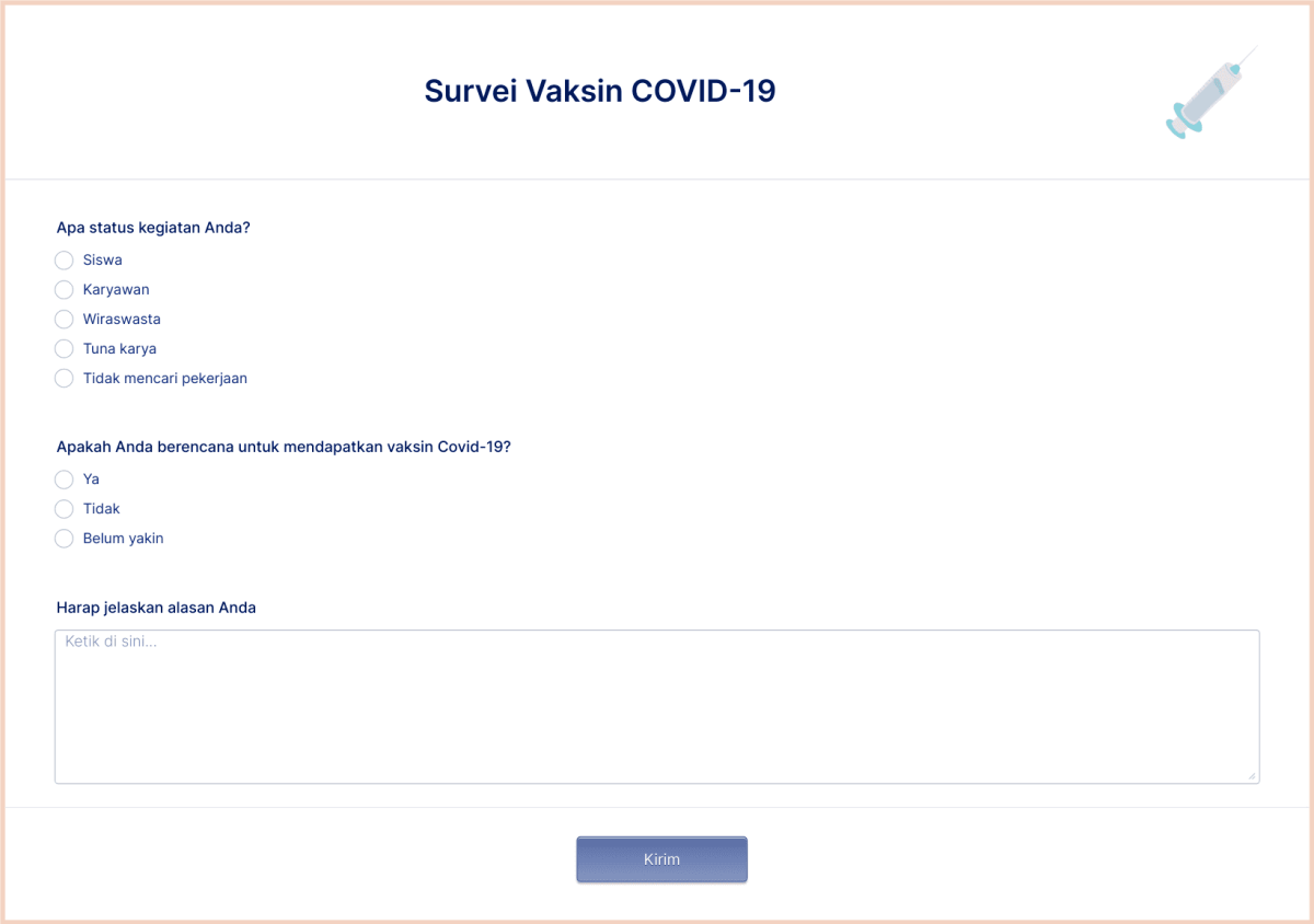 Survei Vaksin COVID-19 Template Formulir | Jotform