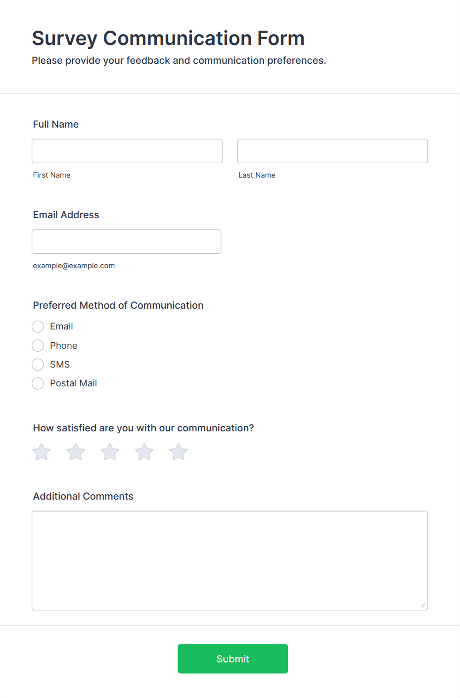 Survey Communication Form Template | Jotform