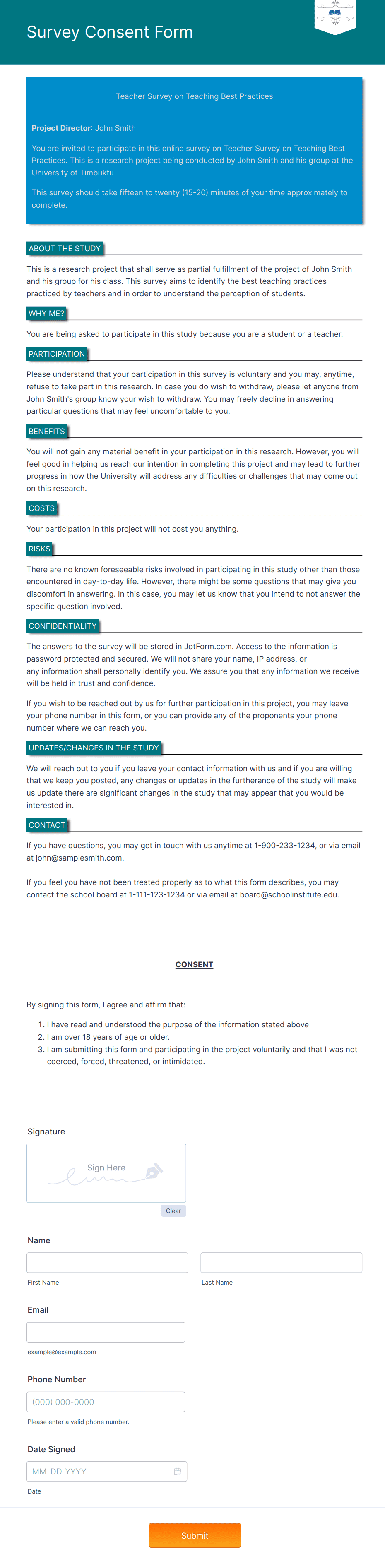 Survey Consent Form Template | Jotform