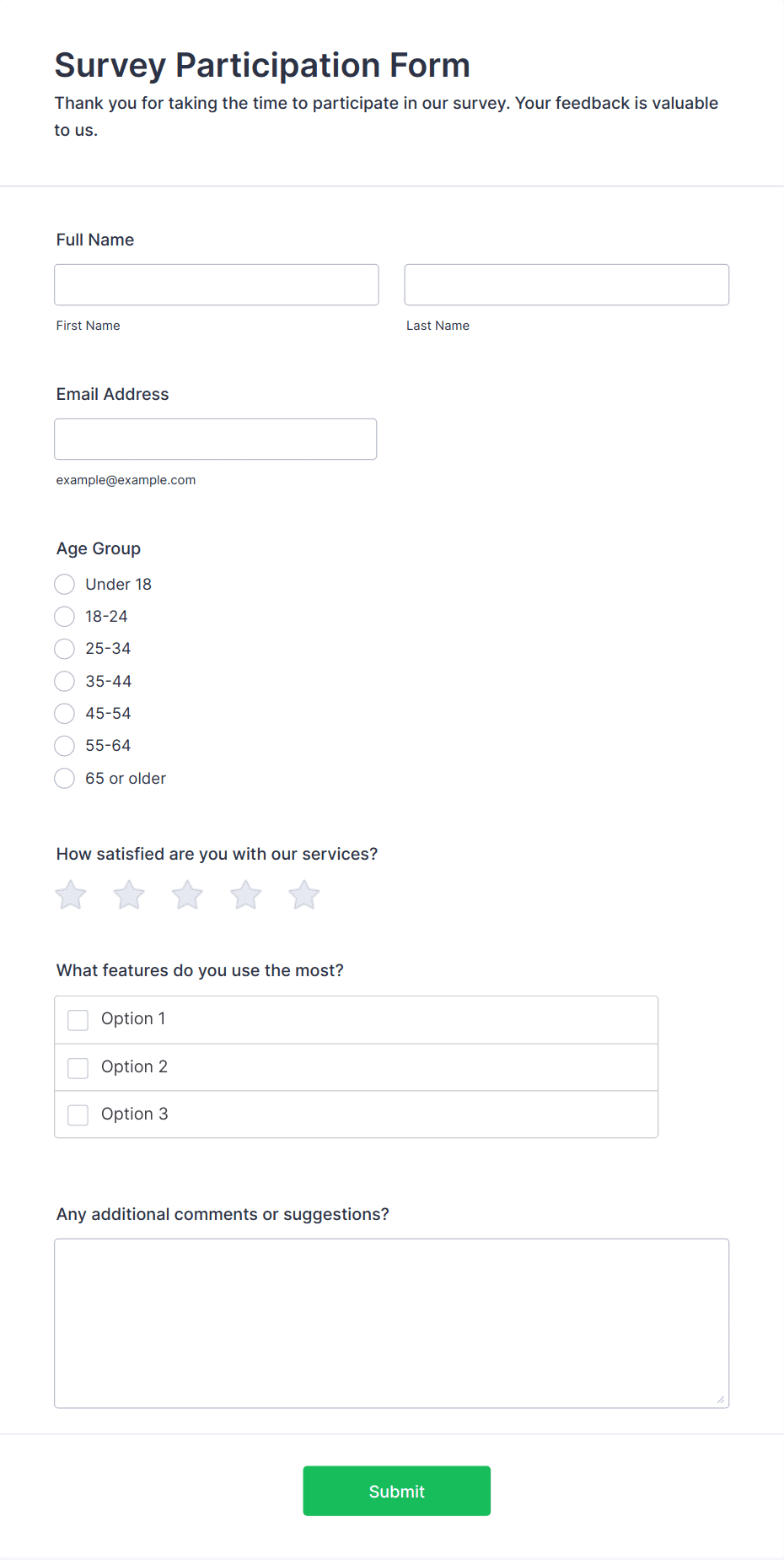 Survey Participation Form Template | Jotform