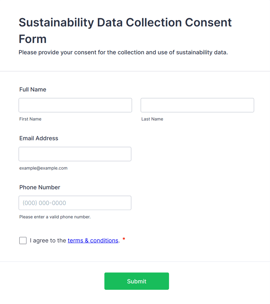 Sustainability Data Collection Consent Form Template | Jotform