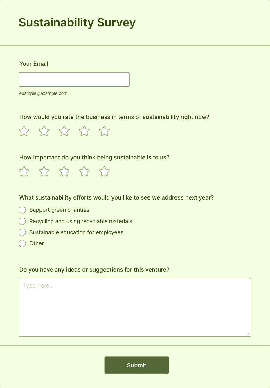 Sustainability Survey Form Template | Jotform