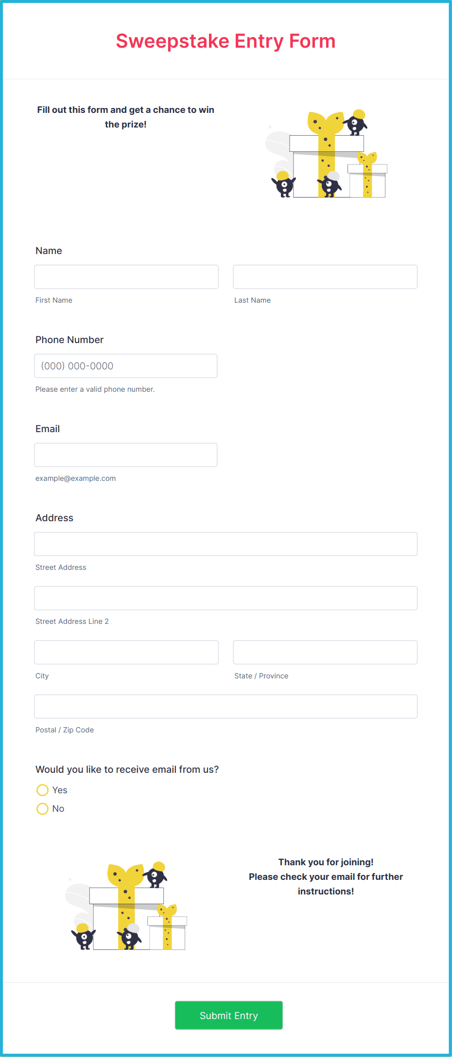 Sweepstake Entry Form Template | Jotform