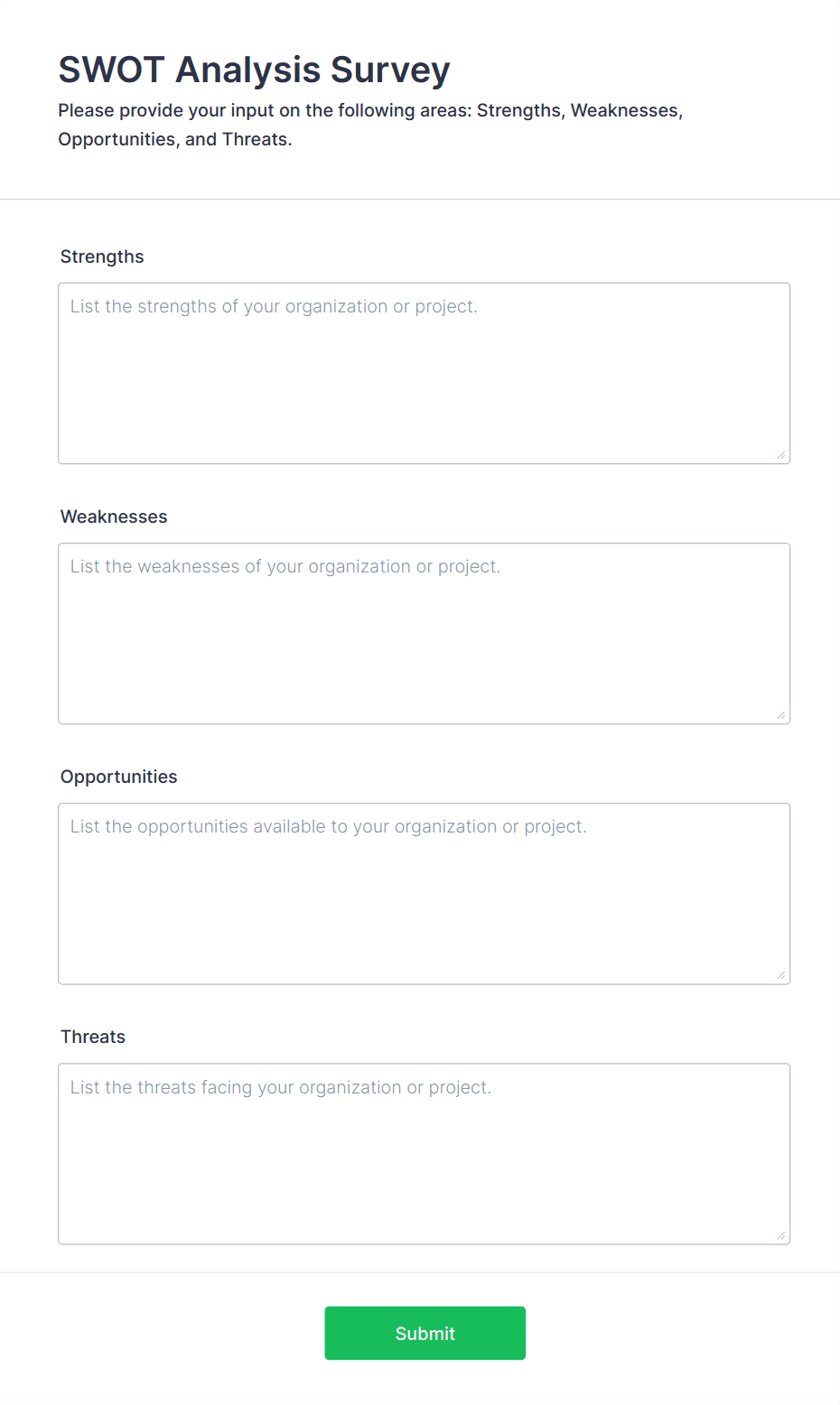 SWOT Analysis Survey Form Template | Jotform
