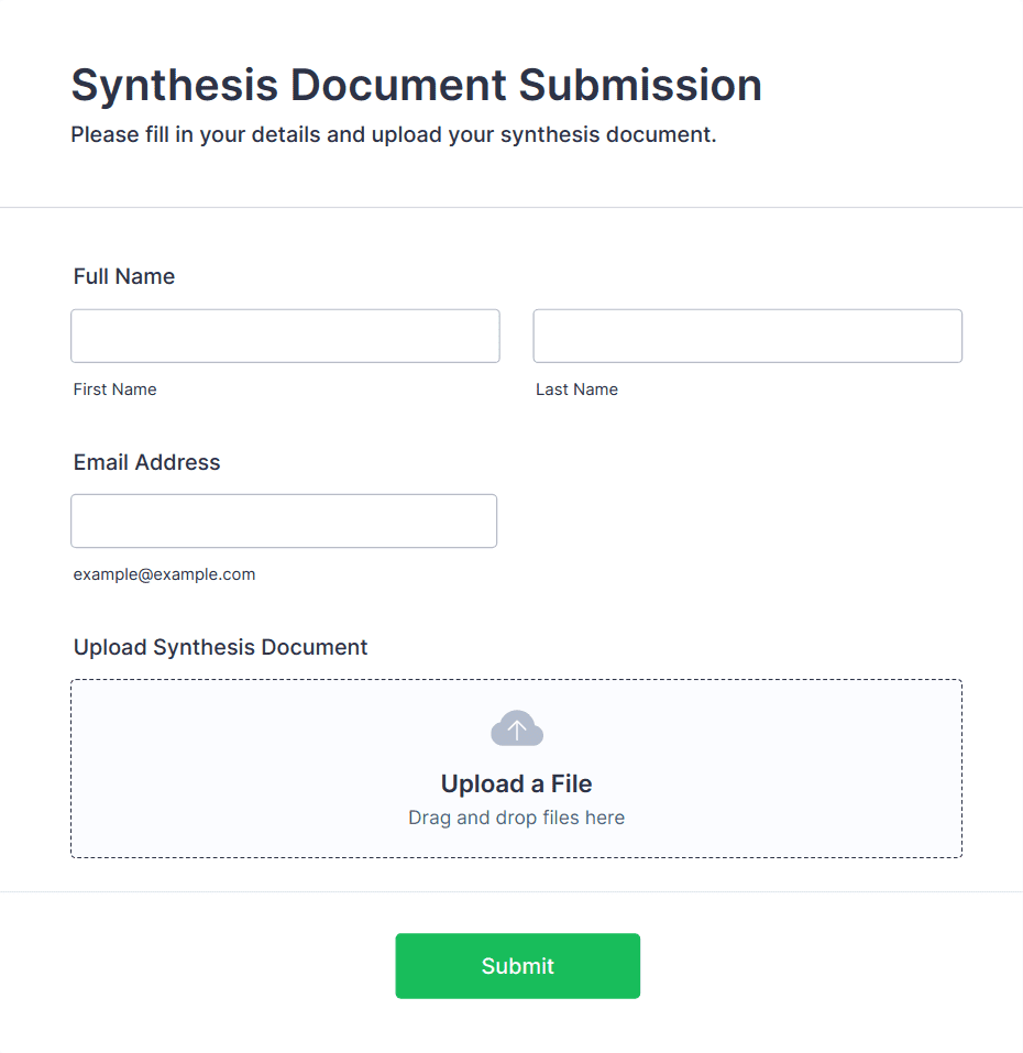 Synthesis Document Submission Form Template | Jotform