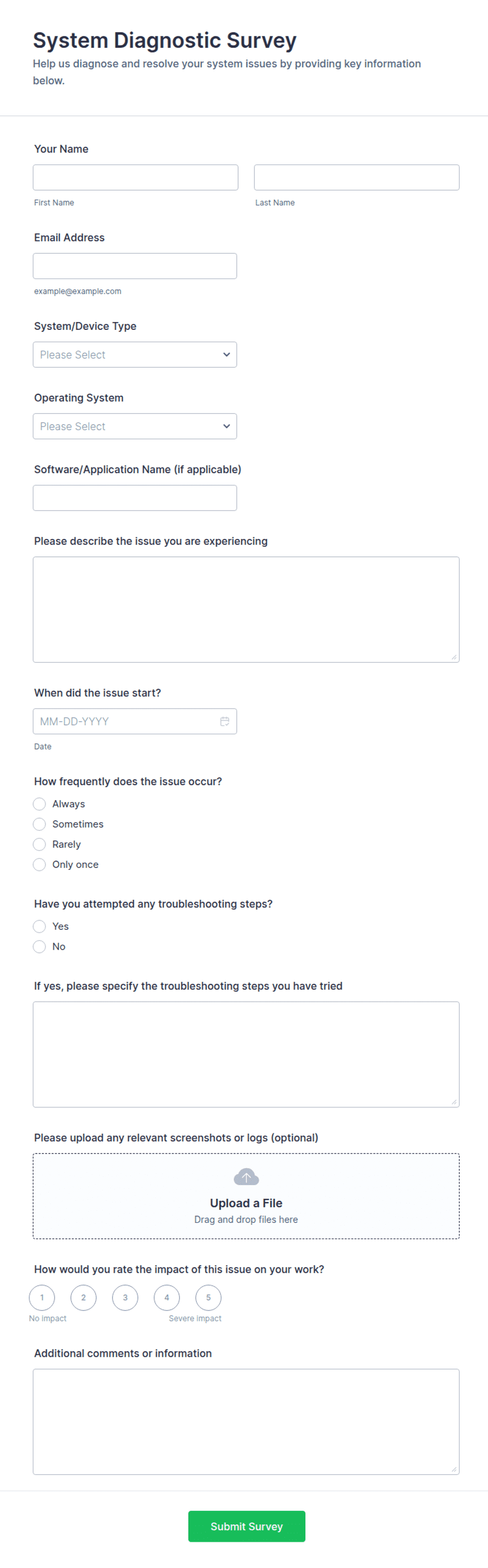 System Diagnostic Survey Form Template | Jotform