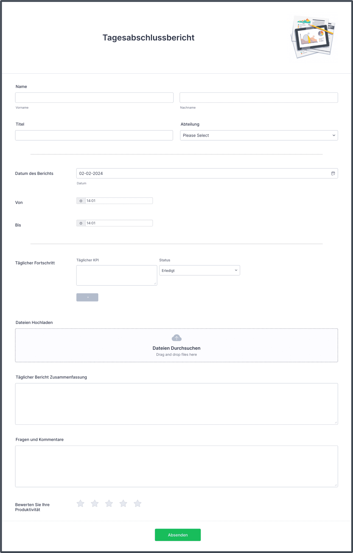 Tagesabschlussbericht Formularvorlage | Jotform