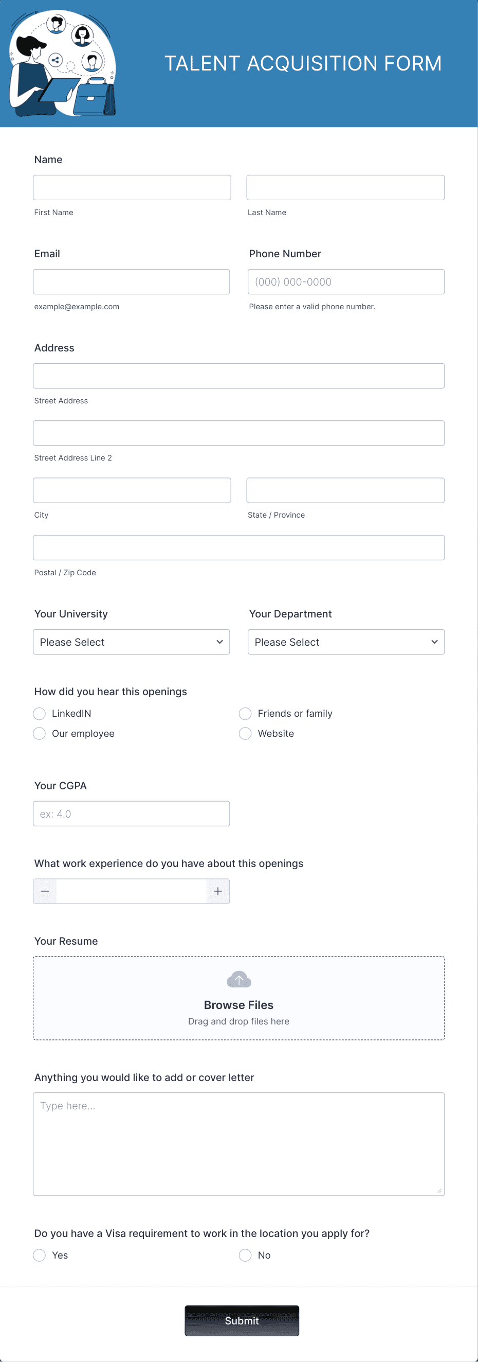 Talent Acquisition Form Template | Jotform