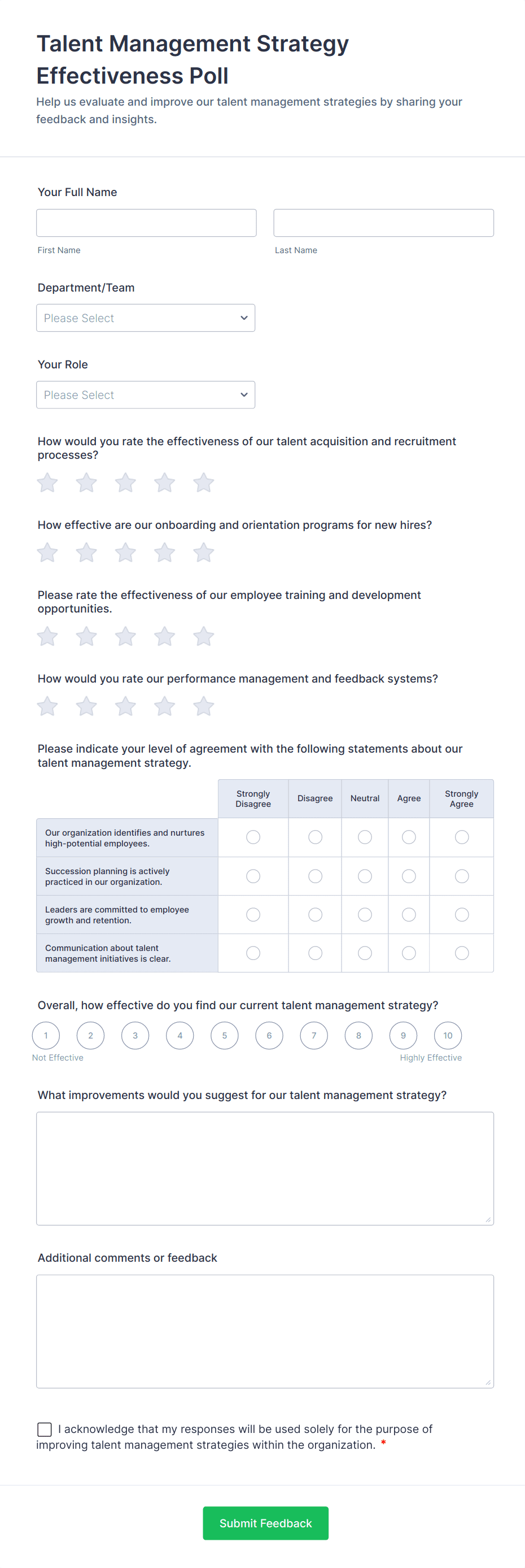 Talent Management Strategy Effectiveness Poll Form Template | Jotform